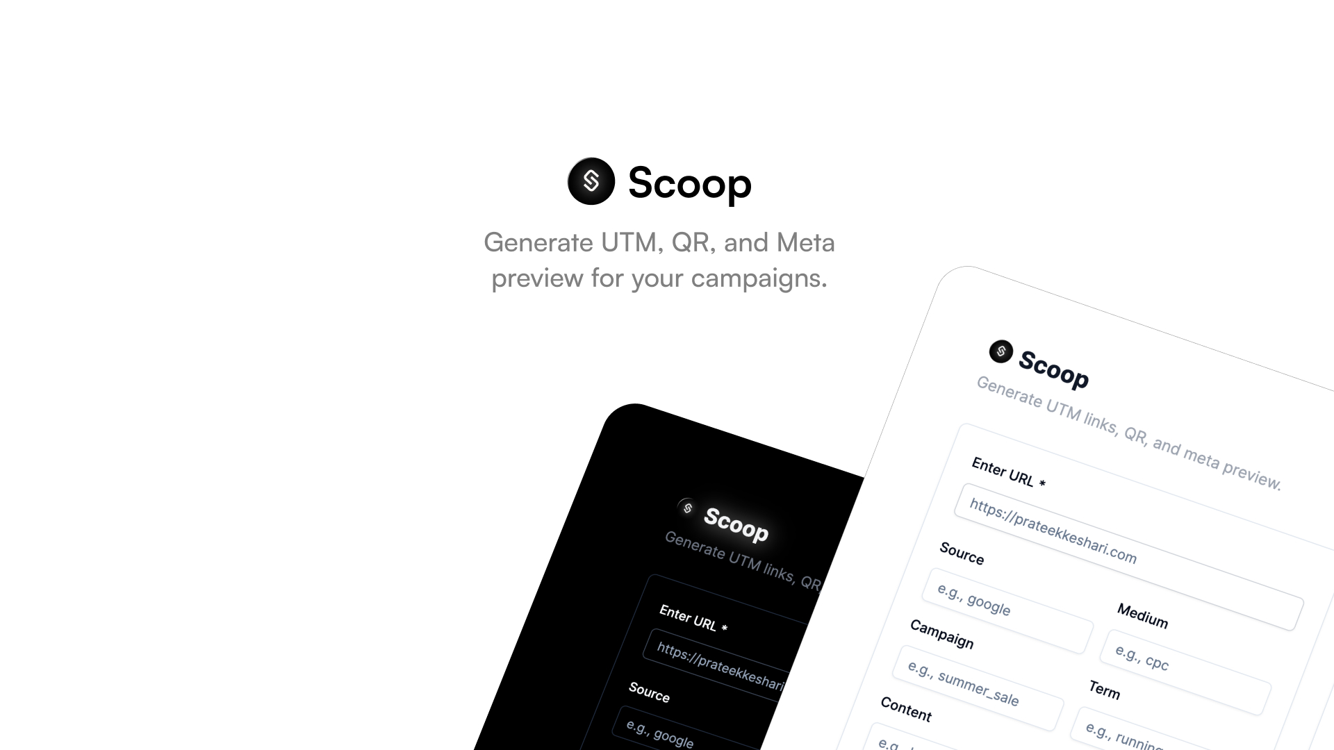 Scoop – Free UTM Builder, QR Code Generator, and Link Preview Tool